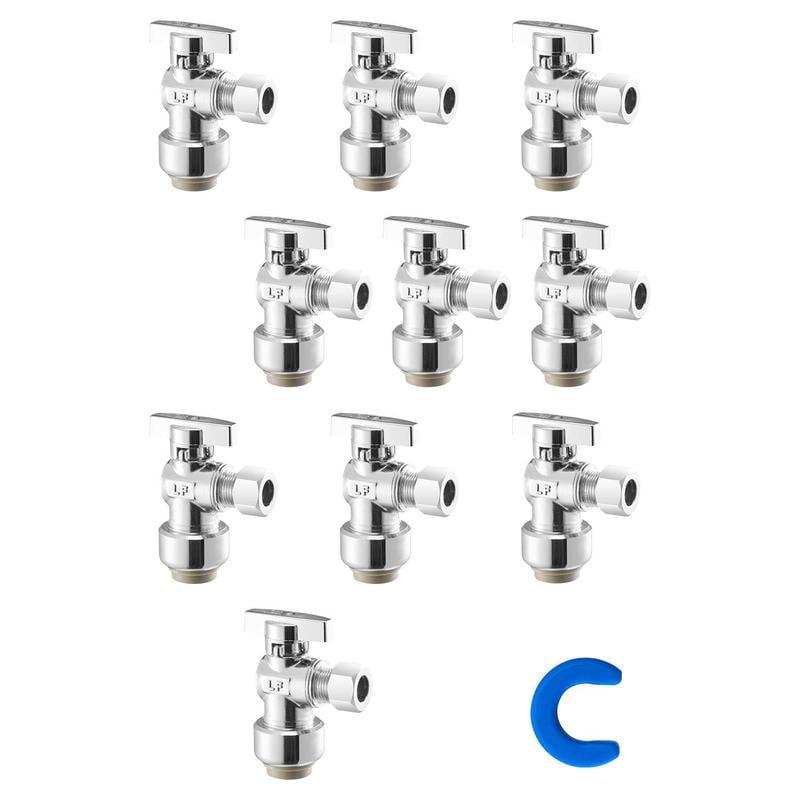 VEVOR 10 Pack Angle Stop Valve, Push-to-Connect Water Shut Off Valve 1/ ...