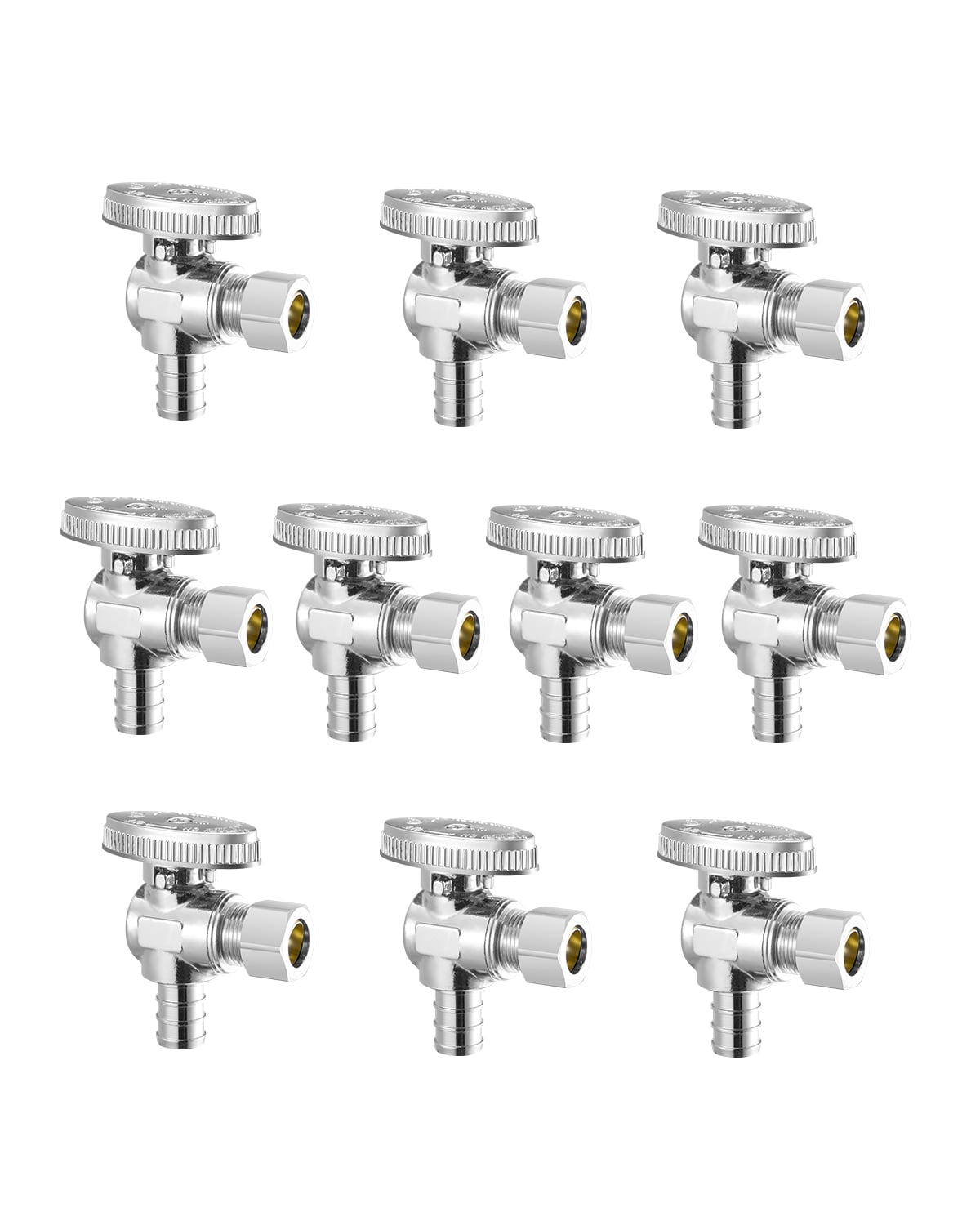 VEVOR 10 Pack Angle Stop Valve, Water Shut Off Valve 1/2" PEX x 3/8" OD Compression, 1/4 Turn ...