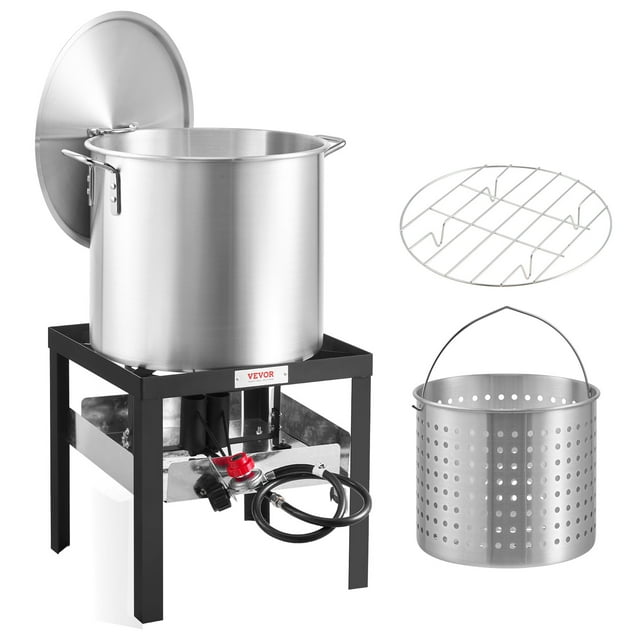 VEVOR 100 Qt Seafood Boiling Kit with Strainer, Outdoor Seafood Boil ...