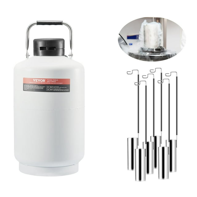 VEVOR 10L Liquid Nitrogen Tank - Aluminum Alloy LN2 Dewar Container with 6 Canisters - Walmart.com