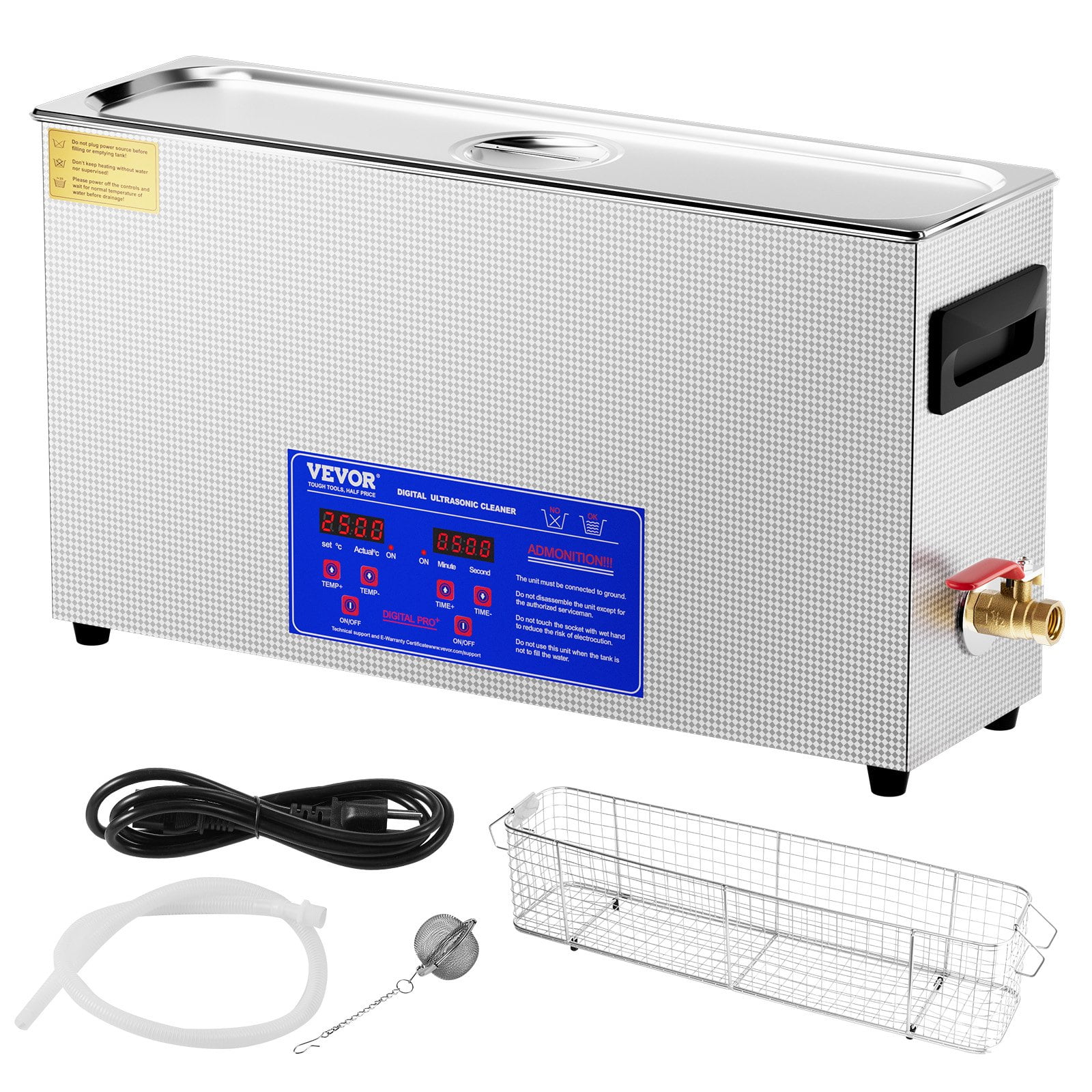 VEVOR 10L Ultrasonic Cleaner – 300W Power, Digital Timer & Heater ...