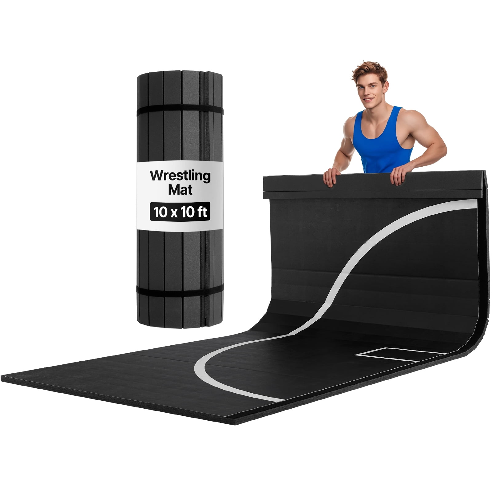 VEVOR 10x10 ft Wrestling Mat, Martial Arts Thick Mat for Home Gym ...