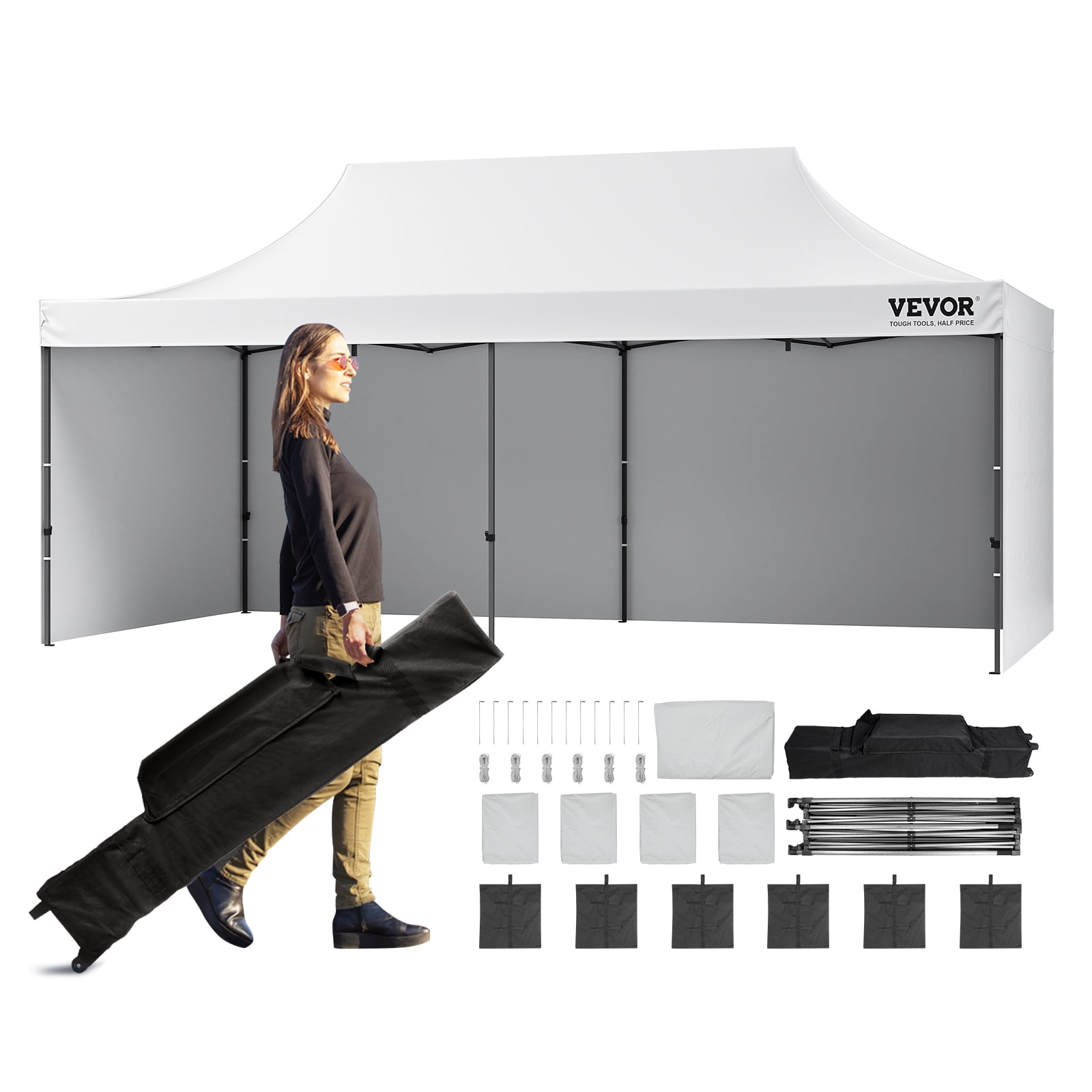 VEVOR 10x20 FT Pop up Canopy with Removable Sidewalls, Instant Canopies ...