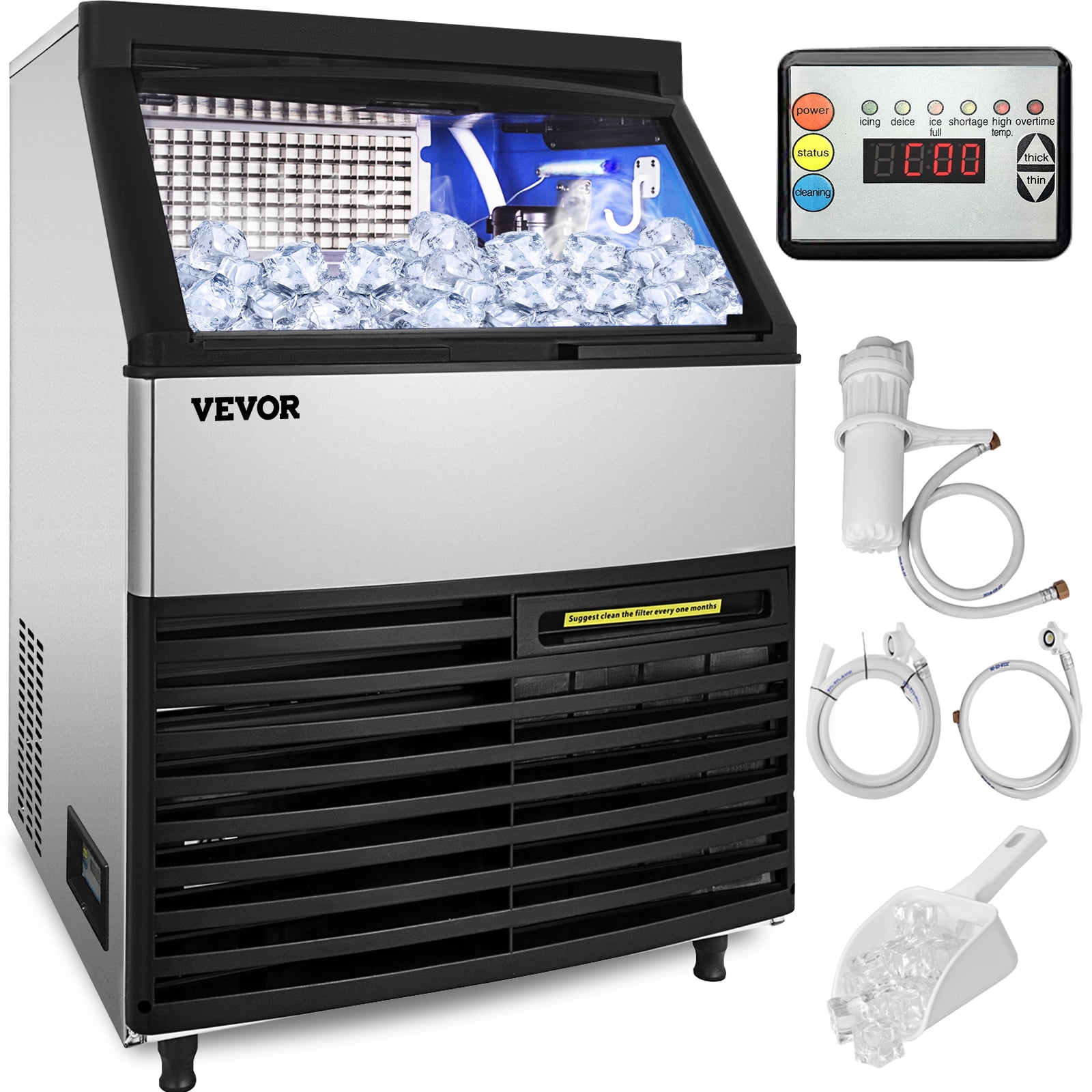 VEVOR 110V Commercial Ice Maker 440LBS/24H with 99LBS Storage Capacity ...