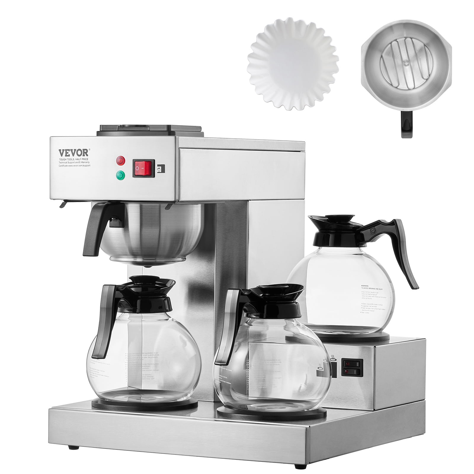 VEVOR 12 Cups Commercial Drip Coffee Maker, Coffee Maker Machine with 3 ...