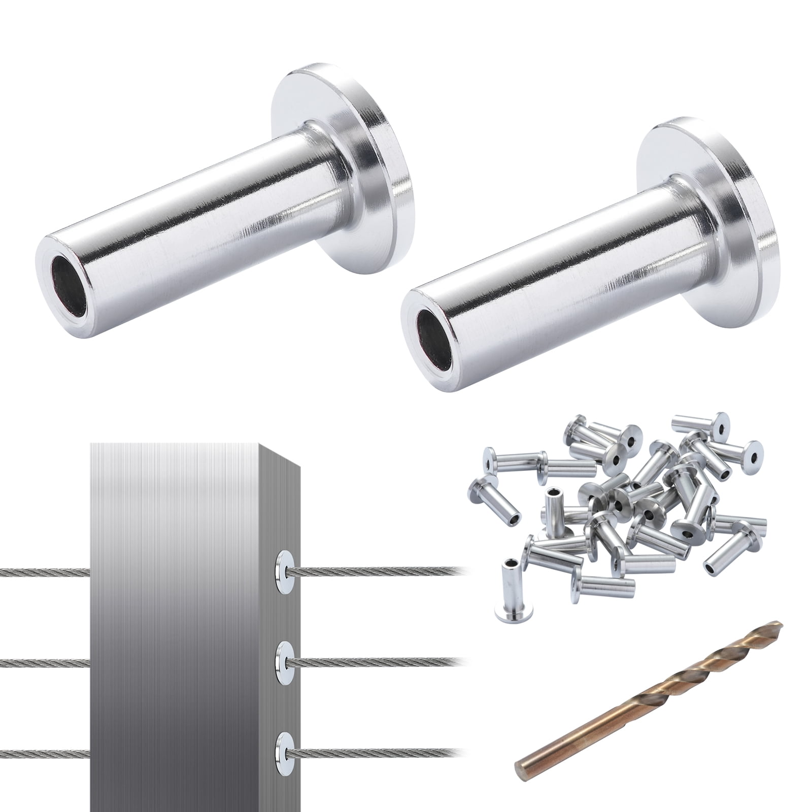 VEVOR 121 Pack T316 Stainless Steel Protector Sleeves for 1/8" Wire ...
