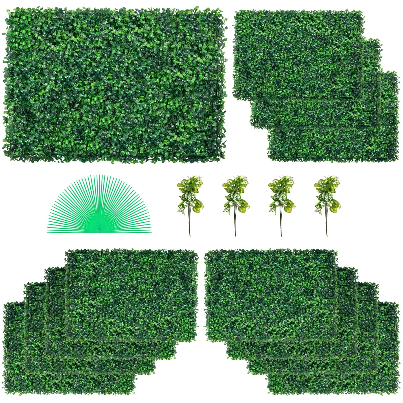 VEVOR 12PCS 24"x16" Grass Wall Panels for 32 SQ Feet, Boxwood Hedge ...