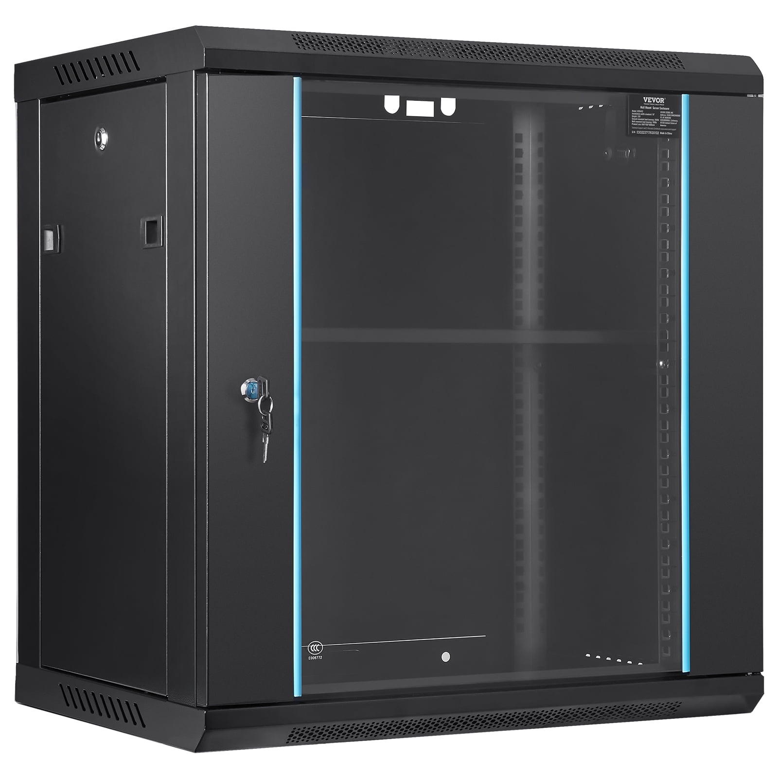 VEVOR 12U Wall-Mounted Server Network Cabinet, 15.5'' Depth, Secure ...