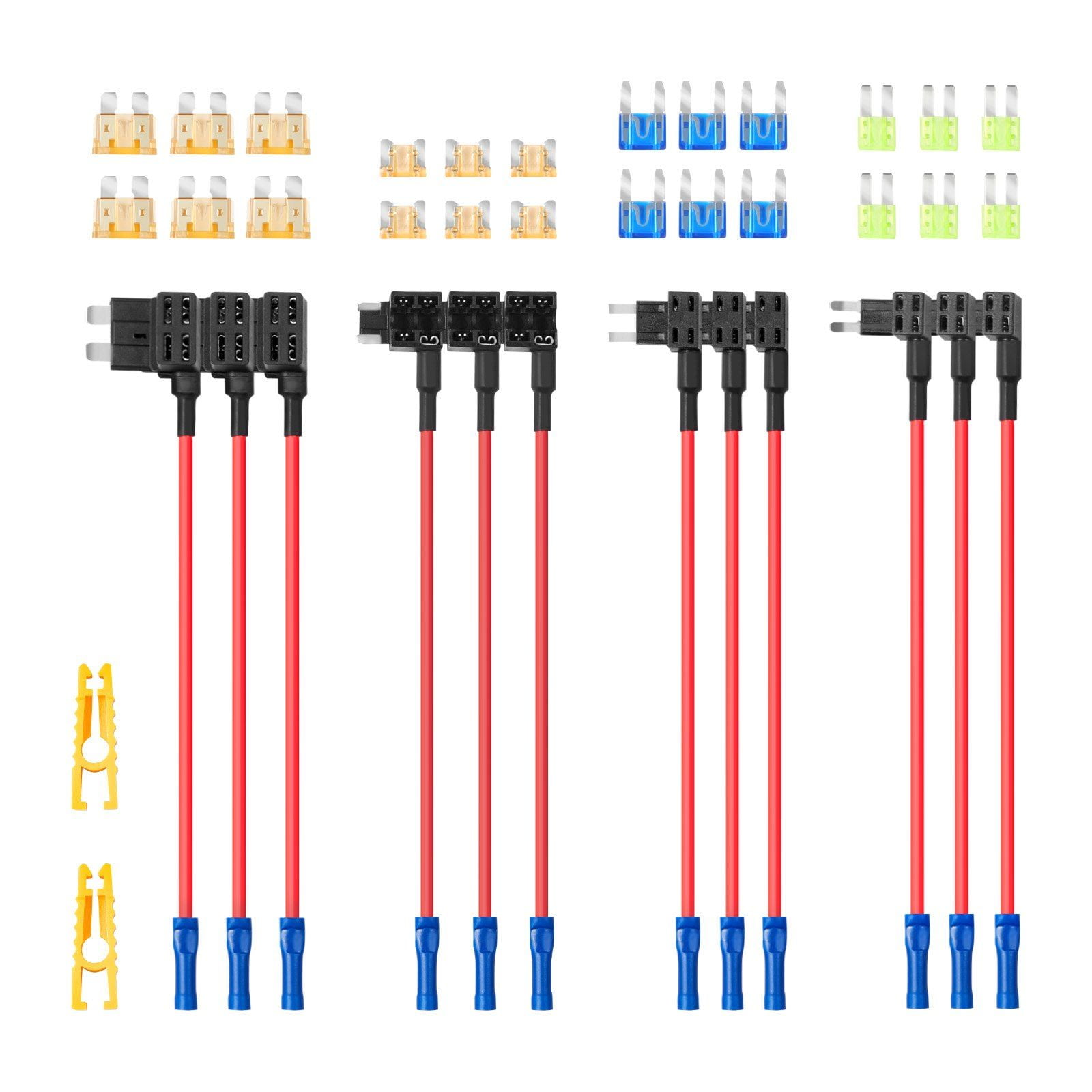 VEVOR 12V Car Add-a-Circuit Fuse Tap 24 Pcs Mini ATO ATC ATM Blade Fuse ...