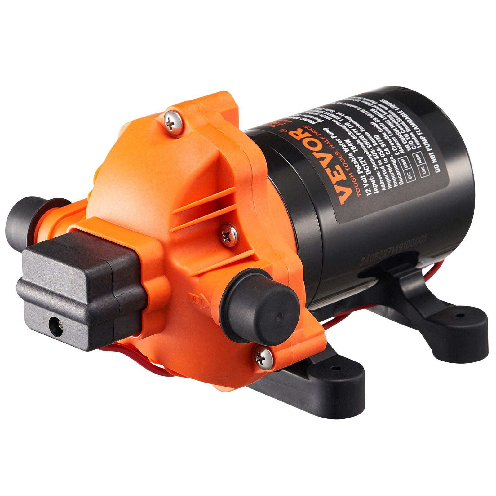 VEVOR 12V Diaphragm Pump, 3.5 GPM (13.25 L/min), 3-Chamber 12 Volt DC ...