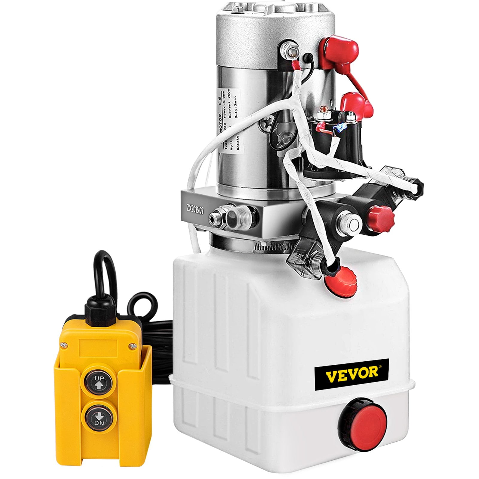 VEVOR 12V Double Acting Hydraulic Pump (4qt Plastic) for Dump Trailers ...