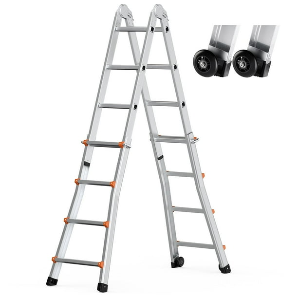 VEVOR 13ft Telescoping A-Frame Ladder, Multi-Function Extension Ladder ...