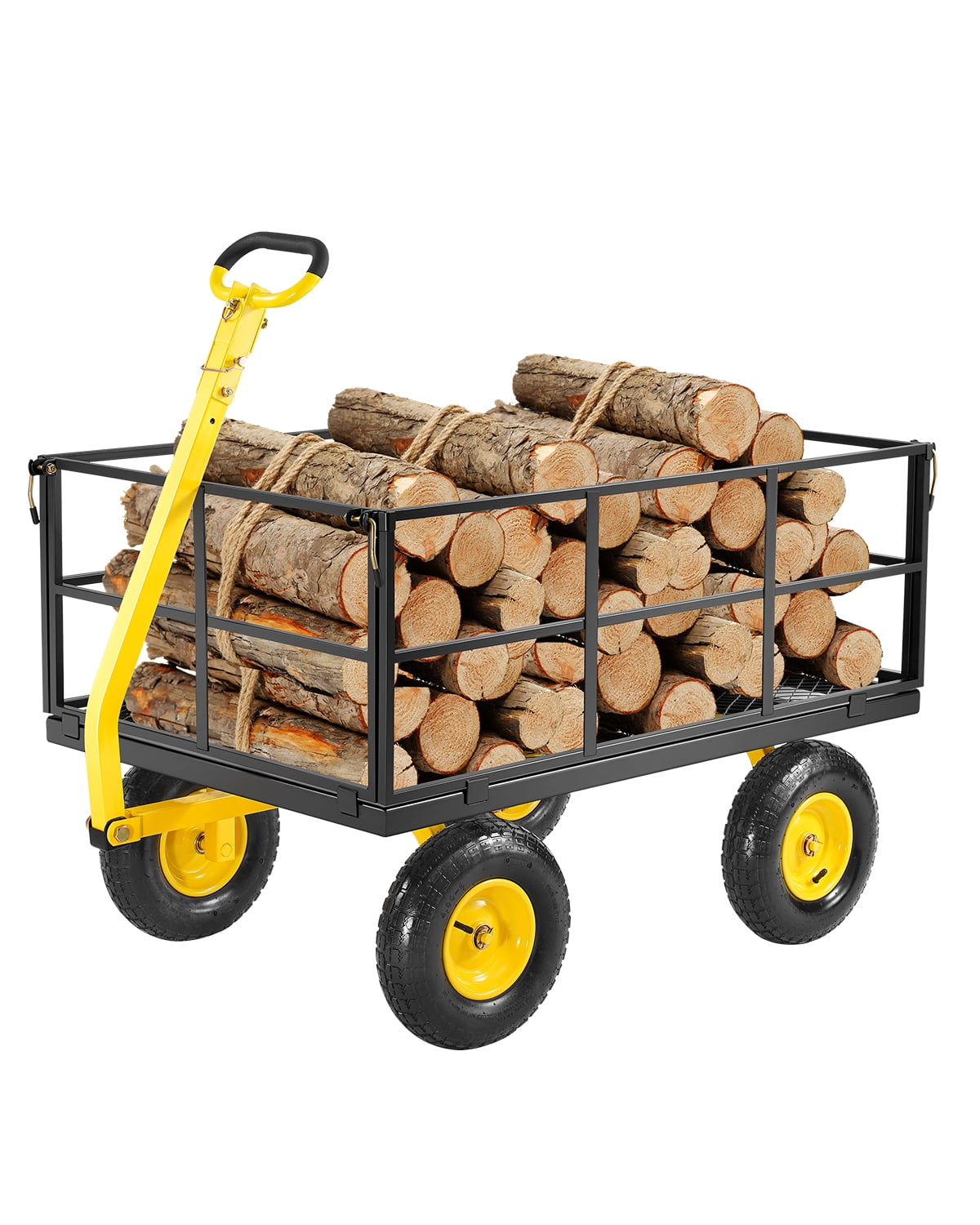 VEVOR 1400 Lbs Steel Garden Cart, Heavy Duty Pullable Garden Wagon Yard ...