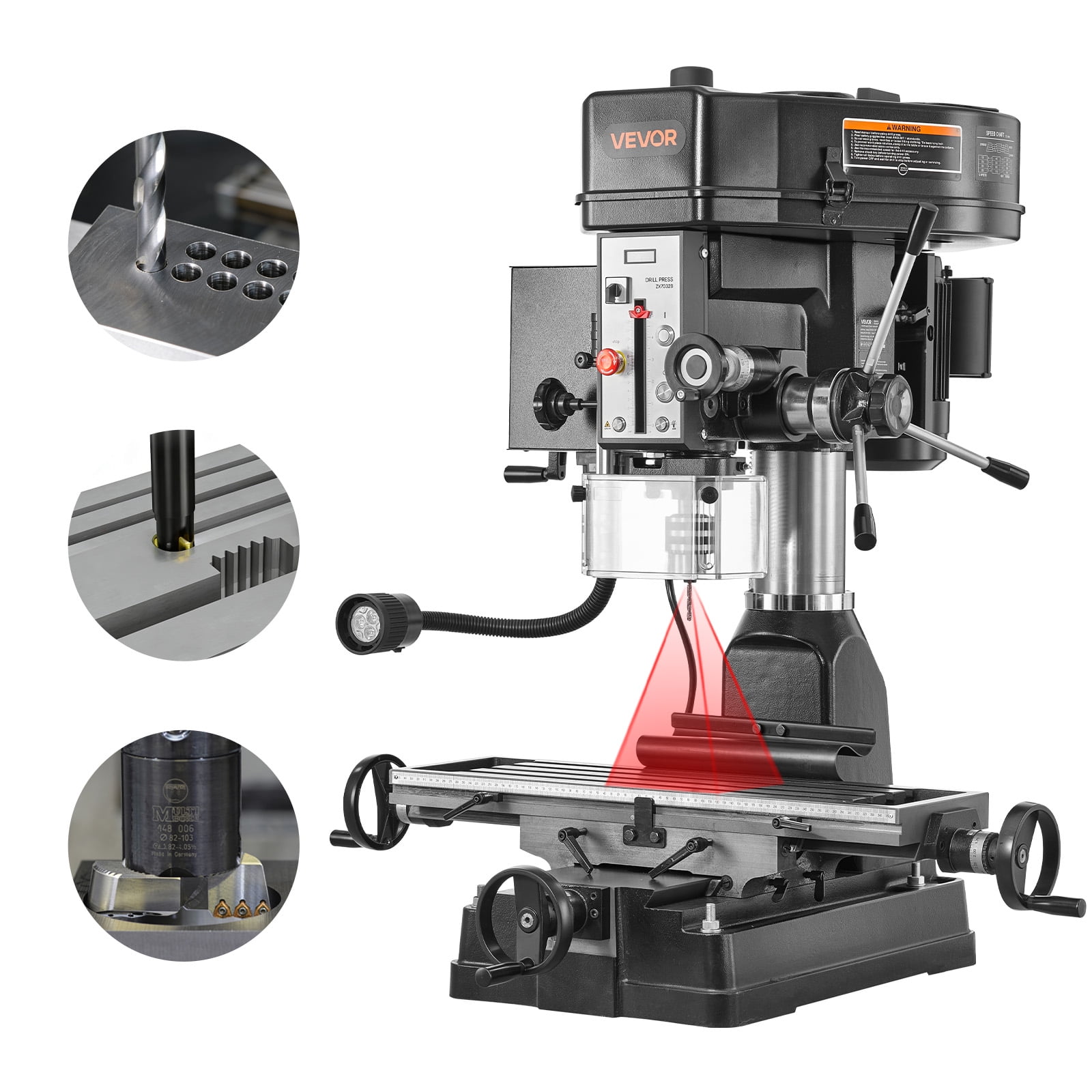 VEVOR 15.875-Inch Mill Drill Machine, 2 HP, Benchtop Milling Drill ...