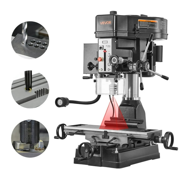 VEVOR 15.875-Inch Mill Drill Machine, 2 HP, Benchtop Milling Drill ...