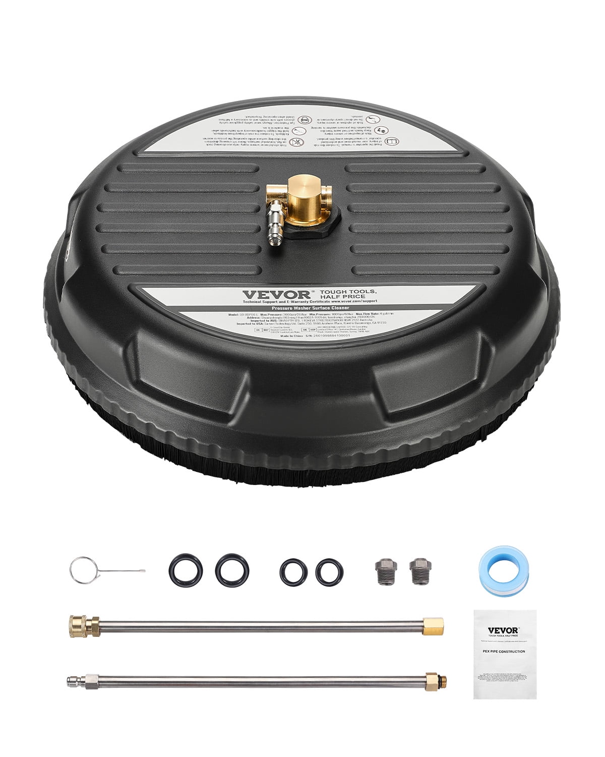 VEVOR 15" Pressure Washer Surface Cleaner, Plastic Pressure Washer ...