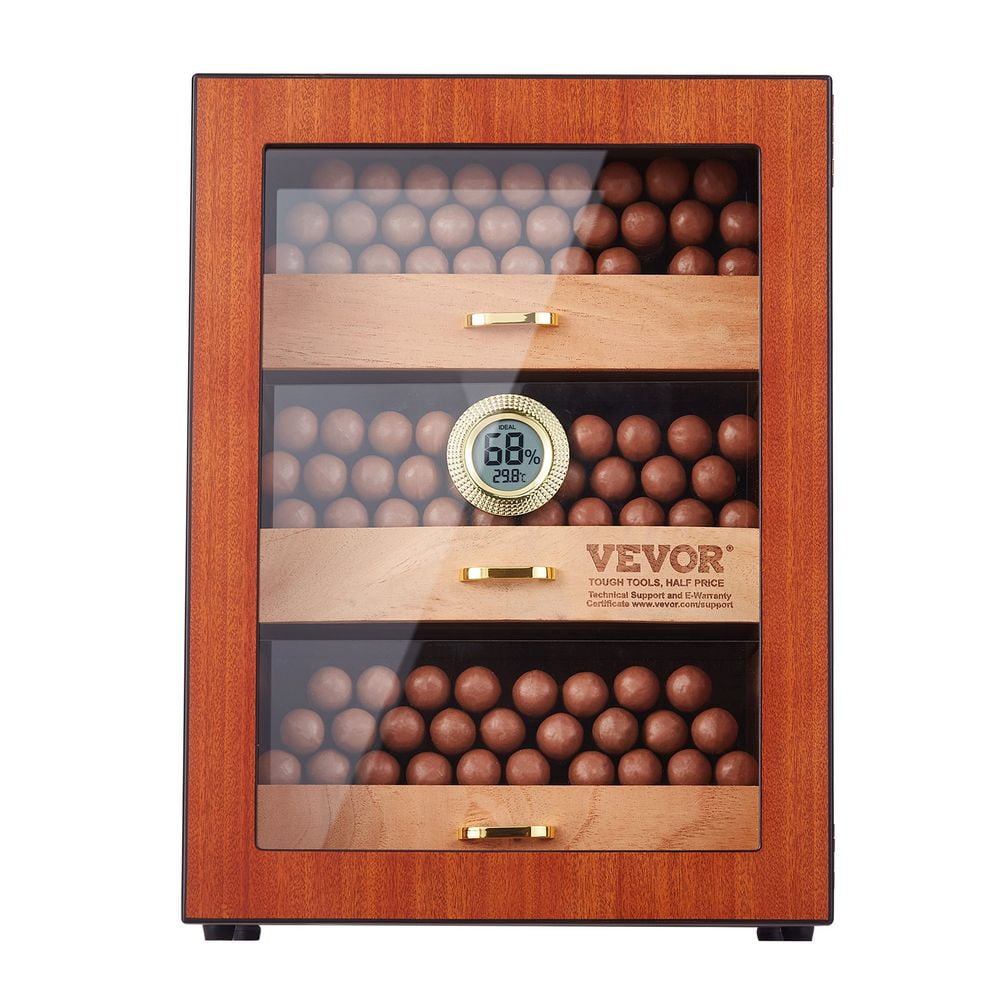 VEVOR 150 Cigar Humidor Cabinet Cedar Cigar Box Humidifier & Hygrometer ...