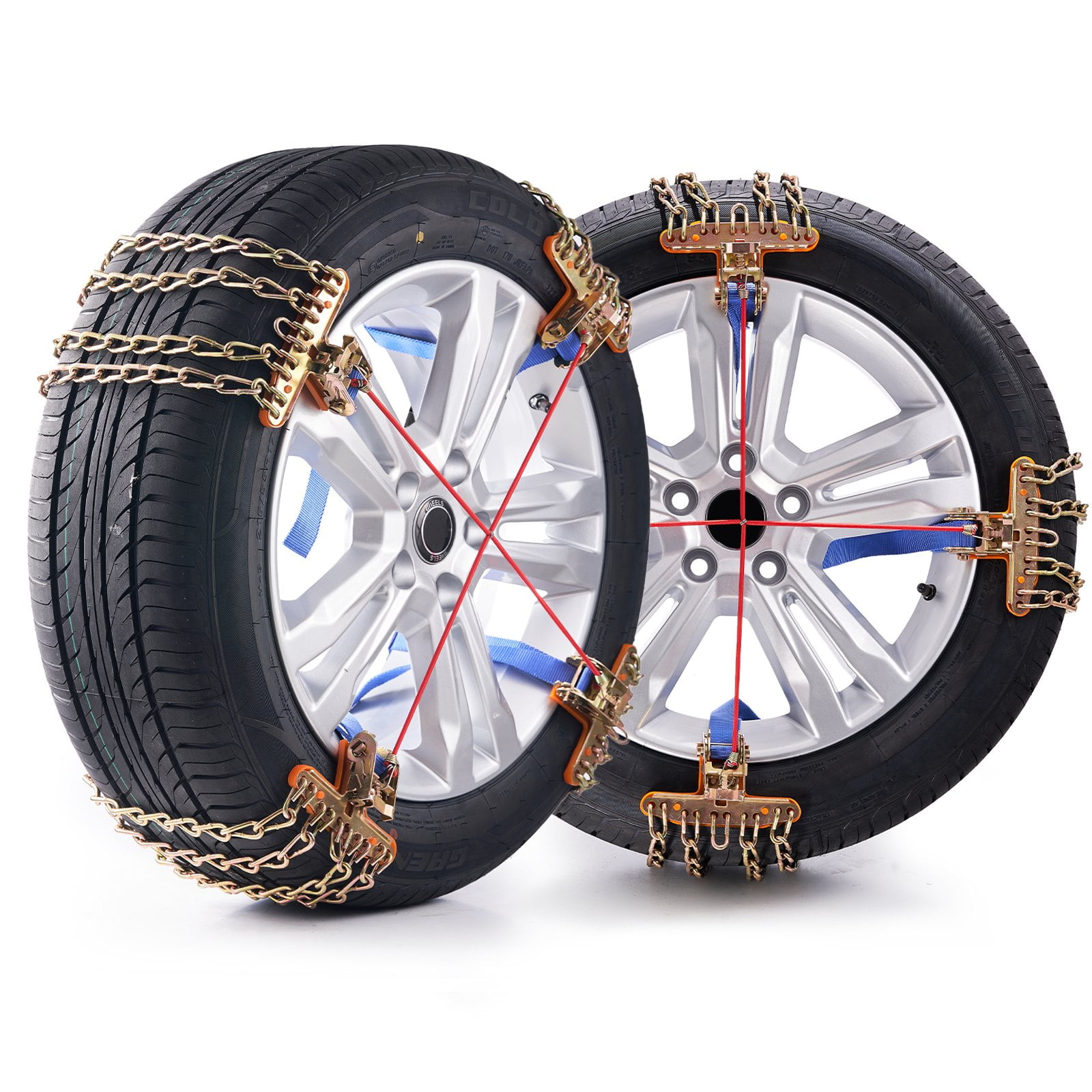 VEVOR 16-Piece Snow Chains for 205-225 mm Tires - Anti-Slip Tire Chains ...