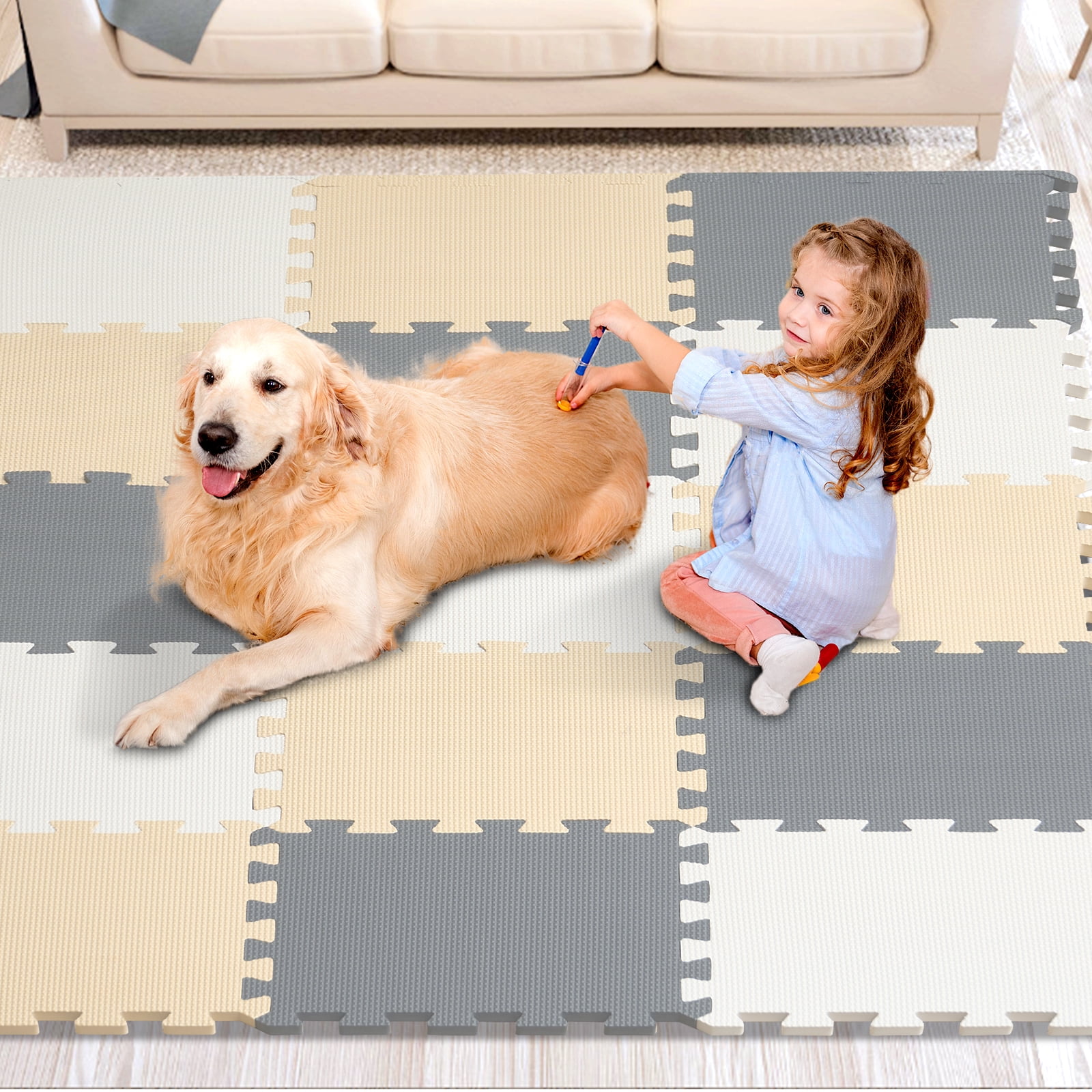 VEVOR 16 Tiles Kids Play Mat, 0.4 Inch Toddler Play Mat with EVA Foam ...