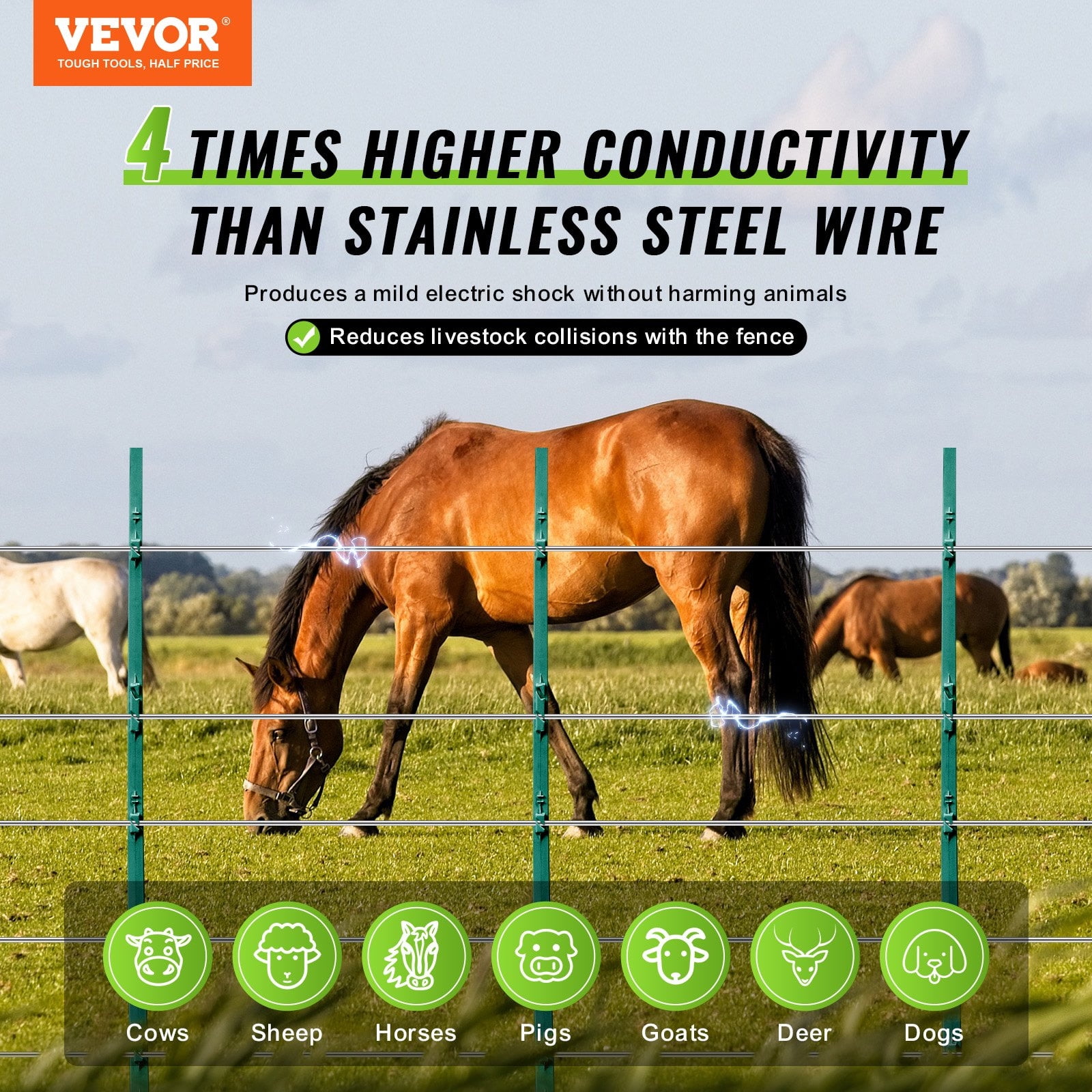 VEVOR 1640Ft 500M Aluminum Wire for Electric Fencing for Horse Cattle ...