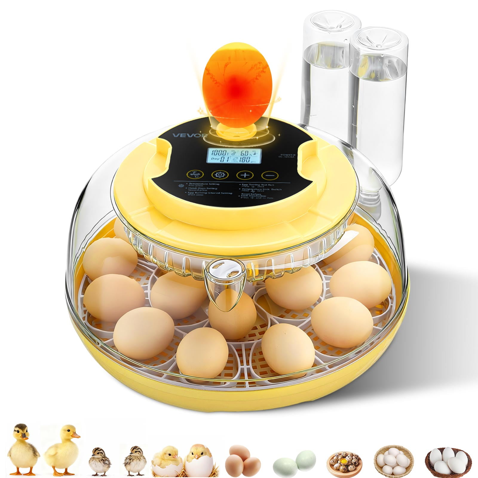 VEVOR 18 Egg Incubator, Automatic Egg Turner with LED Candler ...