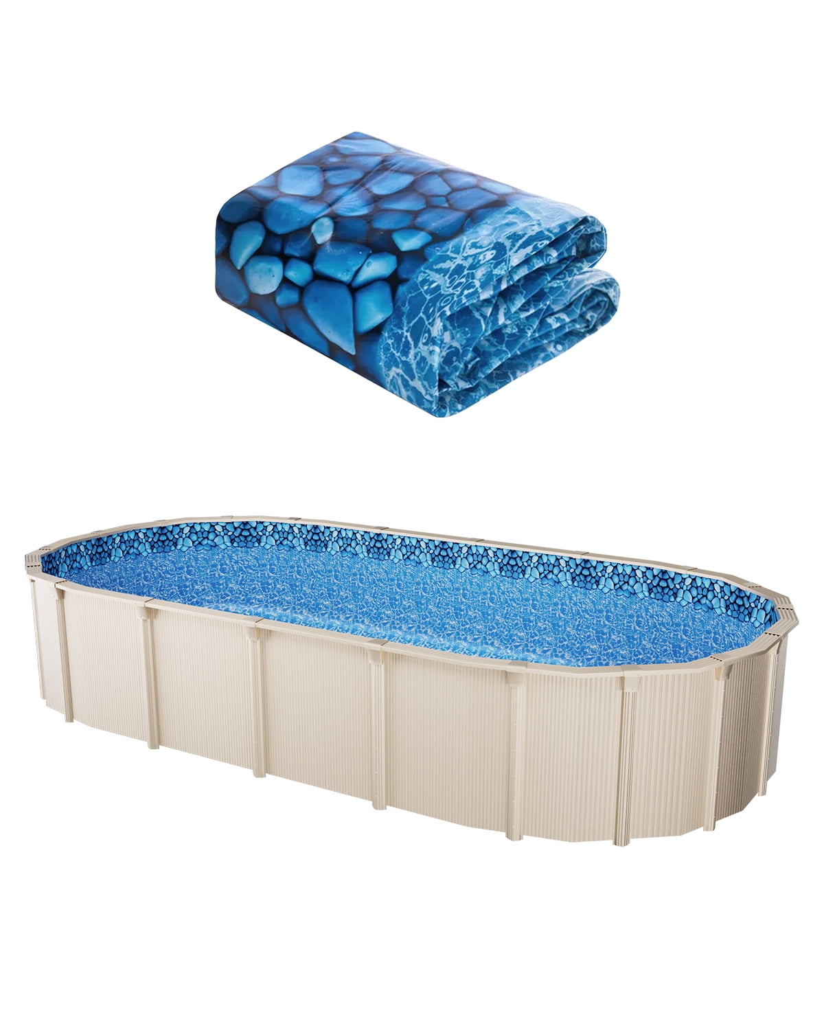 VEVOR 18-Foot-by-33-Foot Oval Pool Liner for Overlap Above Ground ...