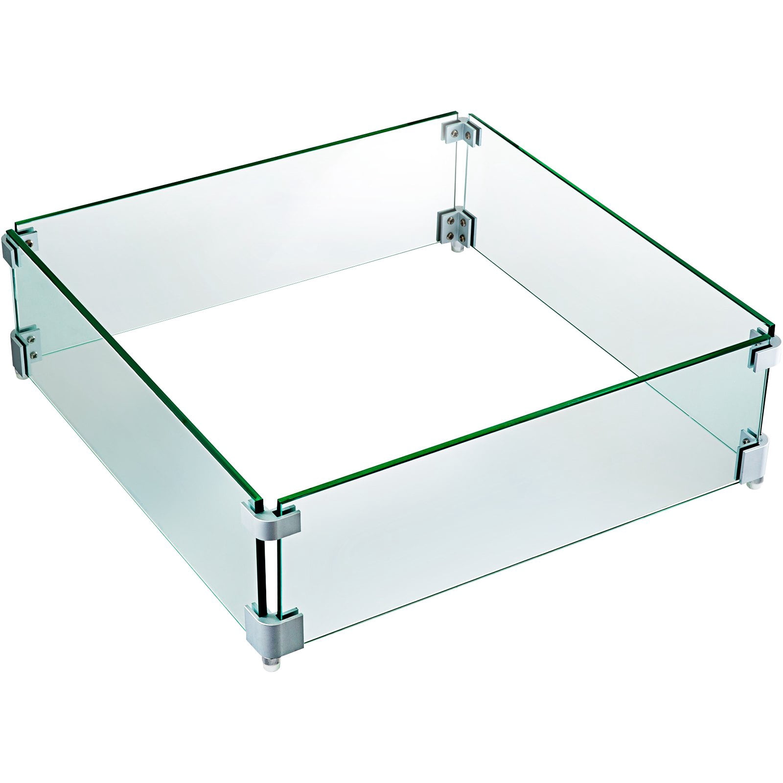 VEVOR 19"x19"x6" Square Fire Pit Wind Guard, Clear Tempered Glass Flame ...