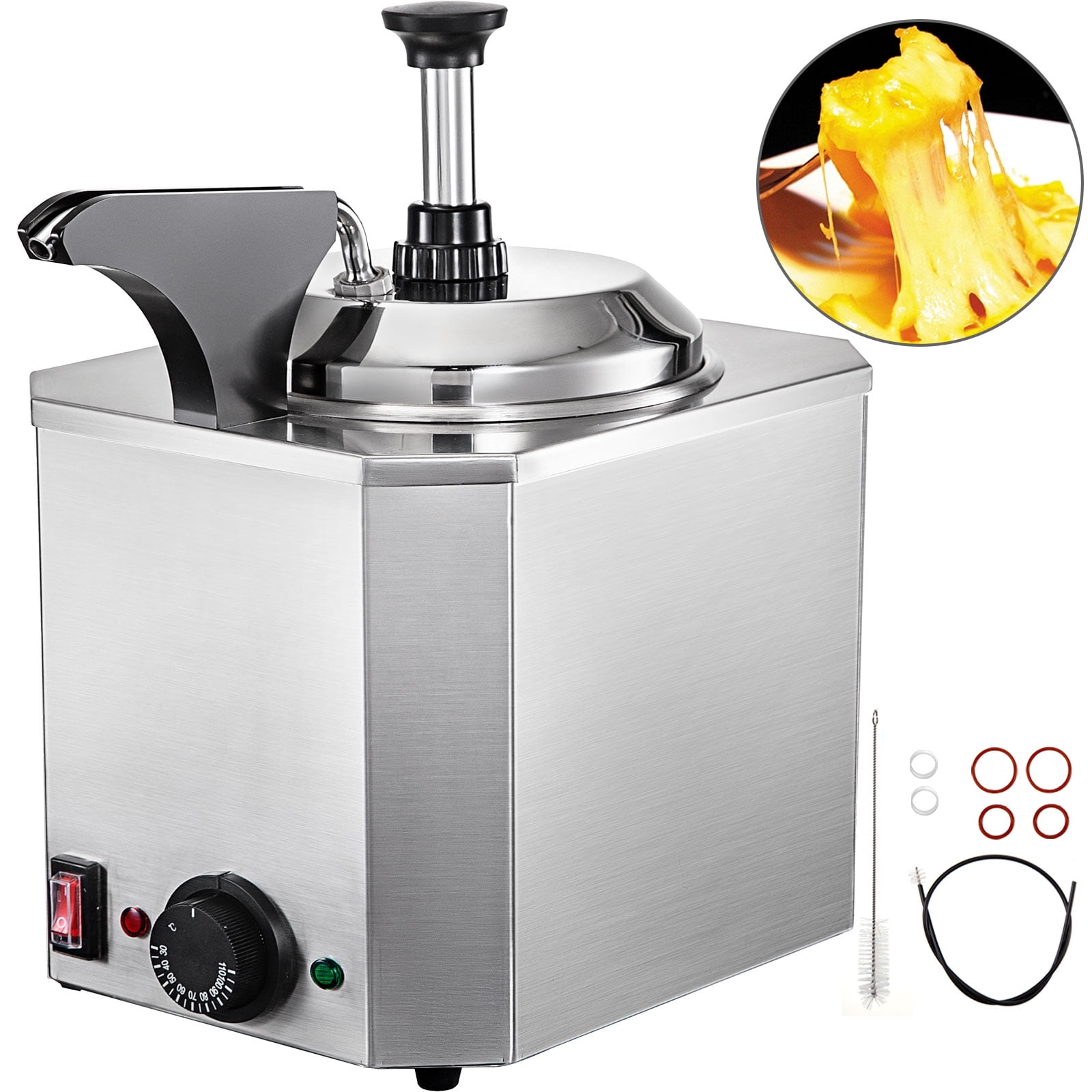VEVOR 2.6Qt Nacho Cheese Dispenser, Stainless Steel Melting Machine ...
