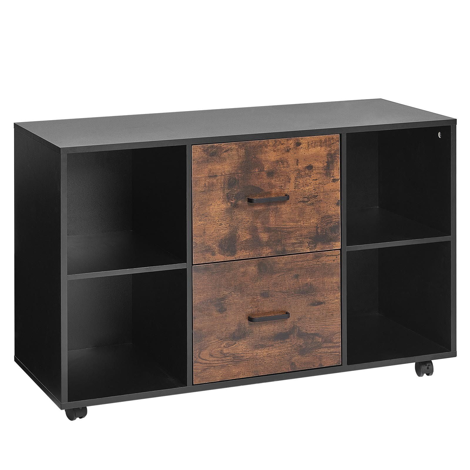 VEVOR 2 Drawer Wooden File Cabinet, Mobile Filing Cabinet with Open ...
