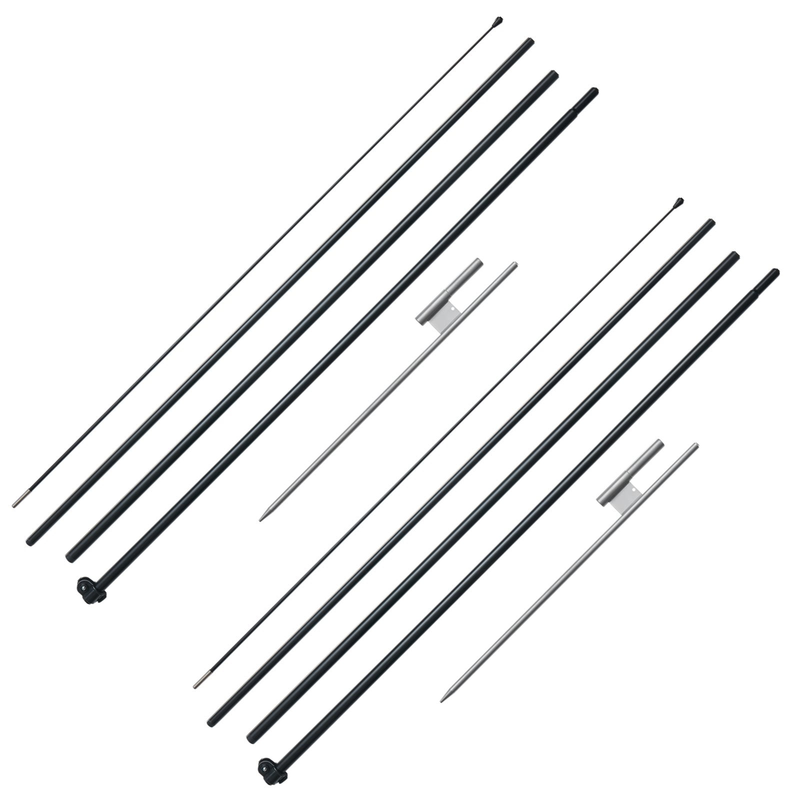 VEVOR 2-Pack Feather Flag Pole Kit with Ground Stakes -16.3ft Swooper ...
