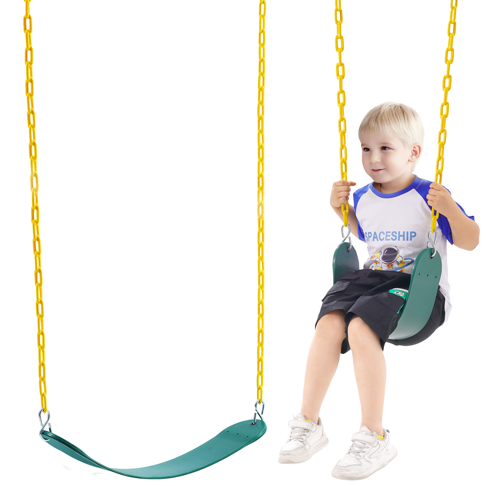 VEVOR 2-Pack Swing Seats, with 66 Inch Coated Chains and Snap Hooks ...