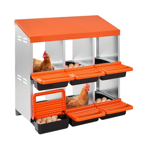 VEVOR 2 Tiers Chicken Nesting Boxes, 6 Compartments, Metal Egg Laying ...