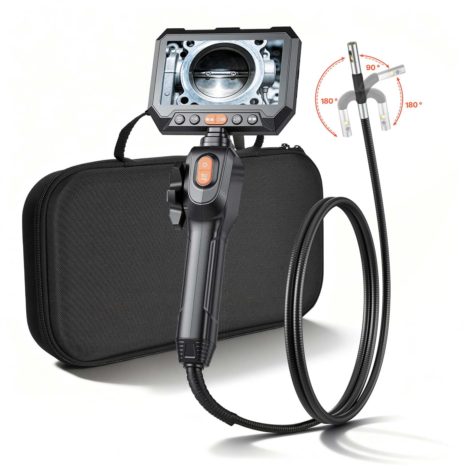VEVOR 2-Way Dual-Lens Articulating Endoscope with Light, 1080P HD ...