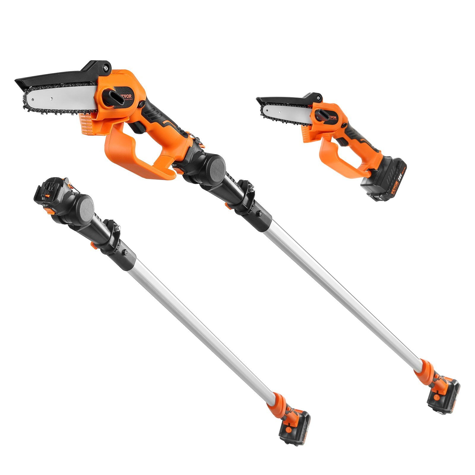VEVOR 2-in-1 Cordless Pole Saw & Mini Chainsaw, 20V 4Ah Battery Pole ...