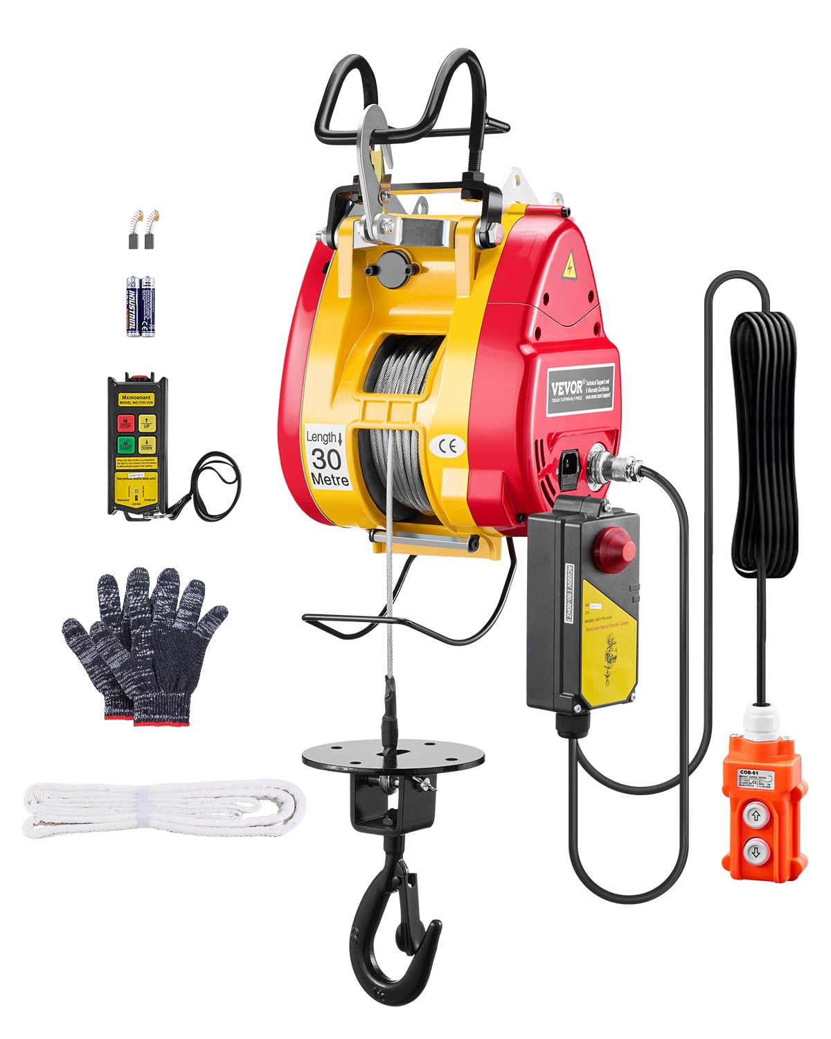 VEVOR 2-in-1 Electric Hoist Winch, 1100 lbs Capacity, 1800W Portable ...