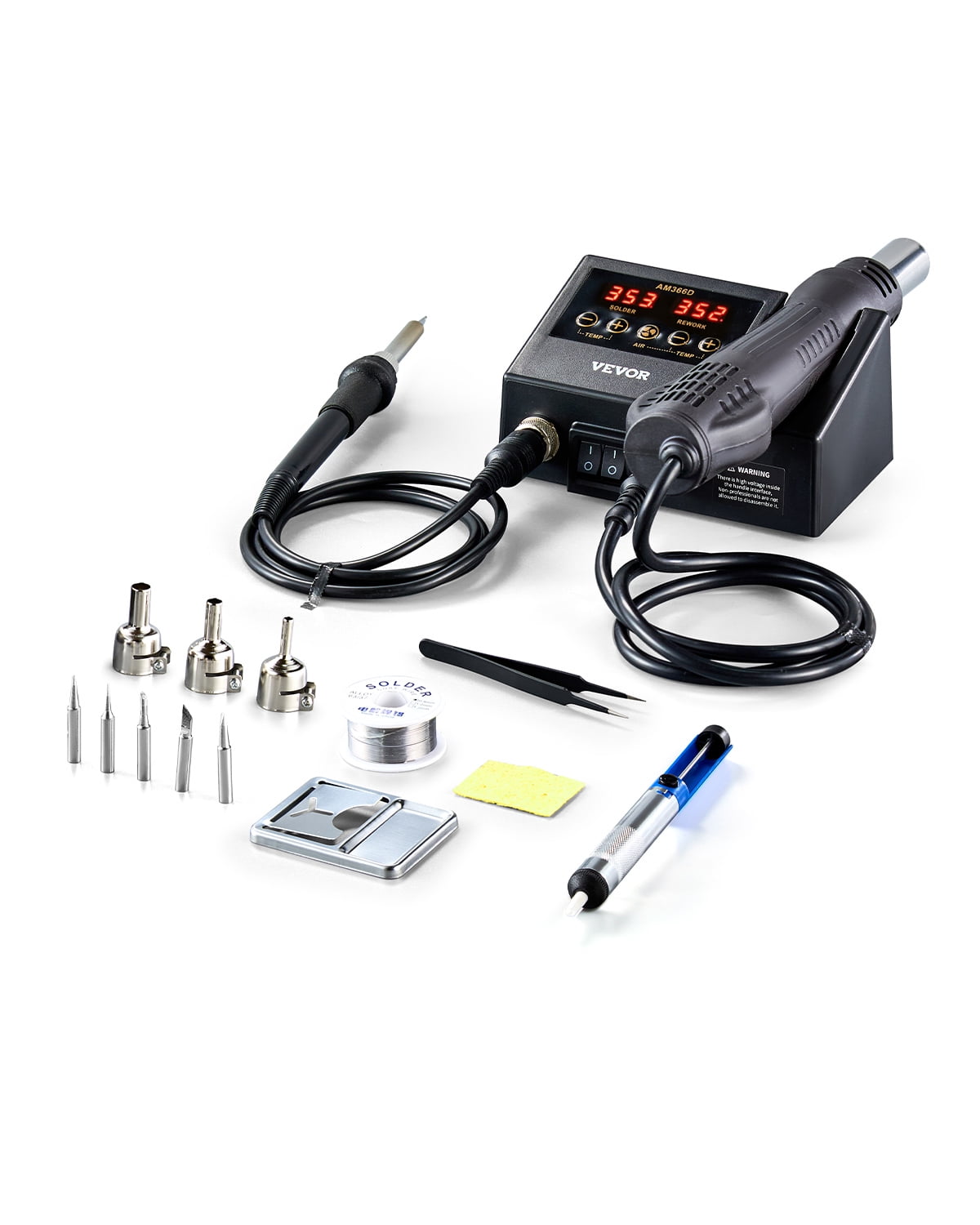 VEVOR 2-in-1 Hot Air Rework Station & Soldering Station, 750W Digital ...