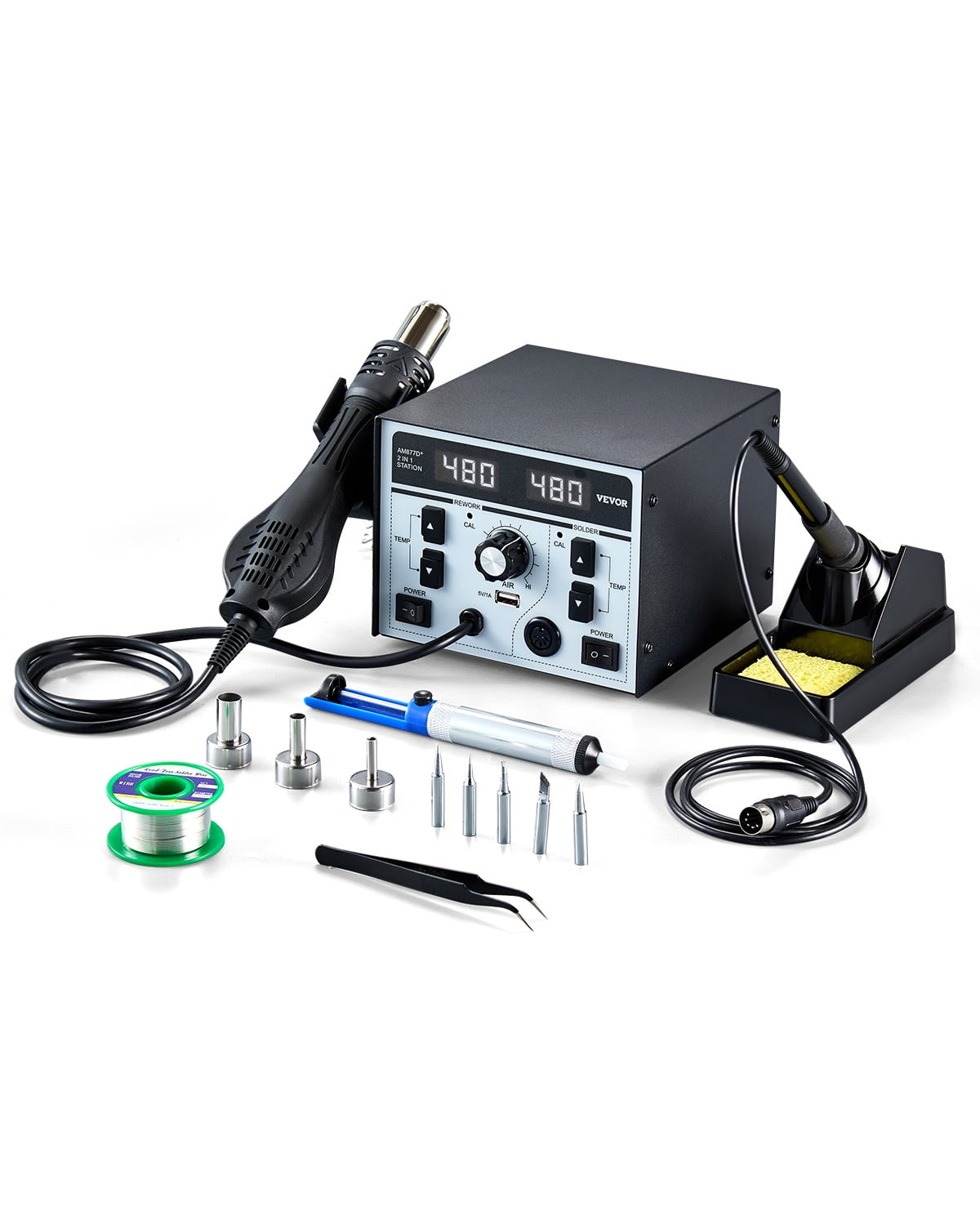 VEVOR 2-in-1 Hot Air Rework Station & Soldering Station, 820W LED ...