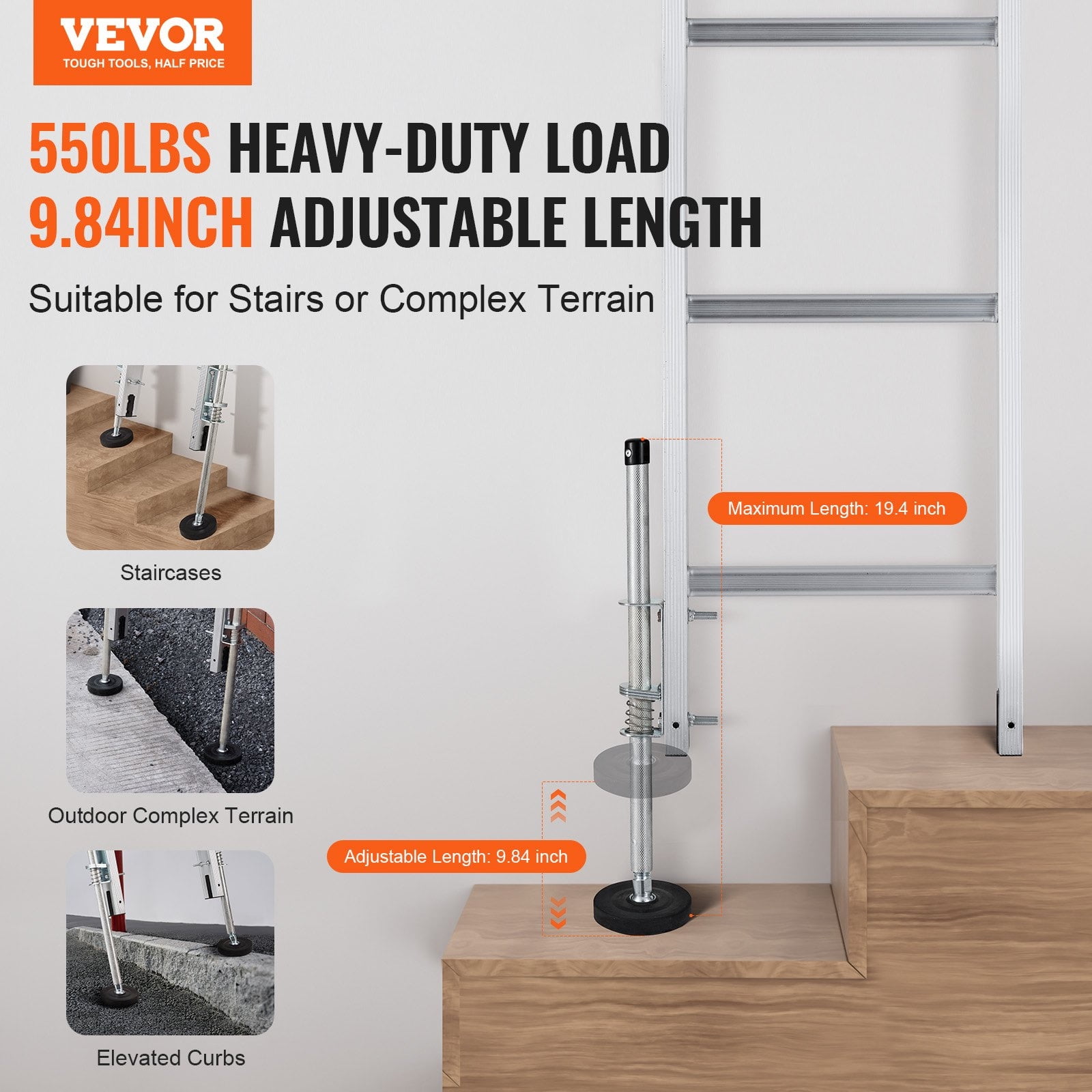 VEVOR 20 inch Ladder Levler Steel 550lbs Load Leveling Tool Uneven ...