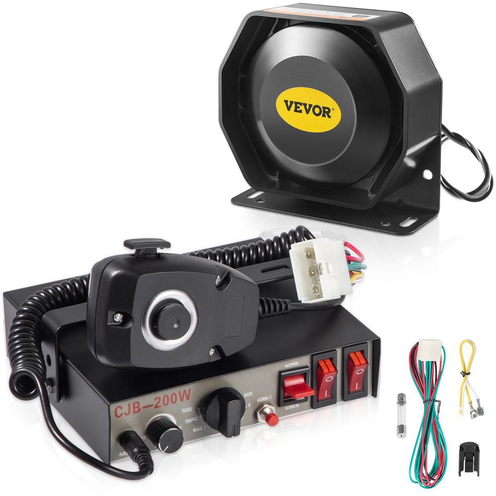 VEVOR 200W Siren Bundle 8 Tones Emergency Warning Siren with PA Speaker ...