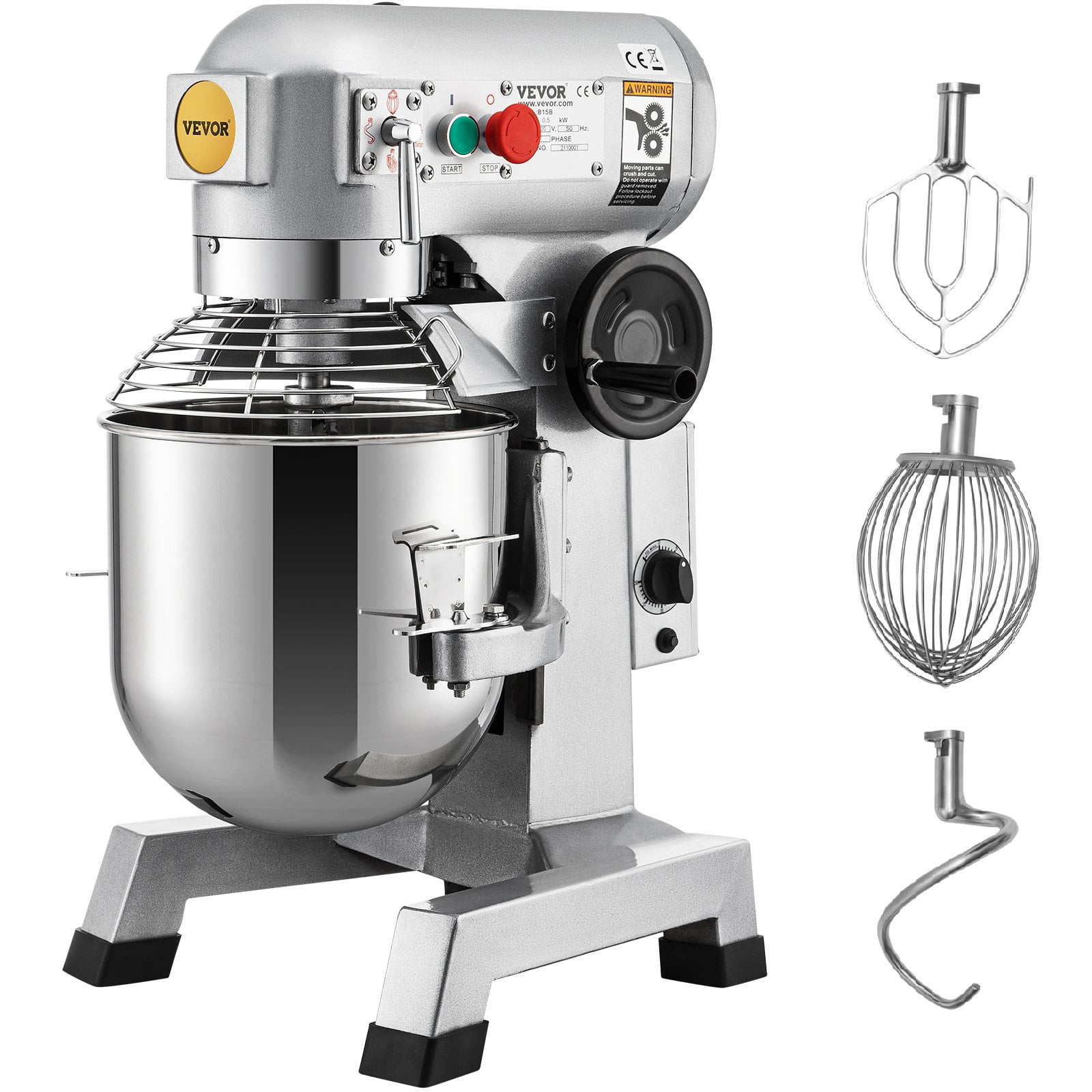VEVOR 20Qt Commercial Food Mixer, 750W Stainless Steel with Timer, 3 ...