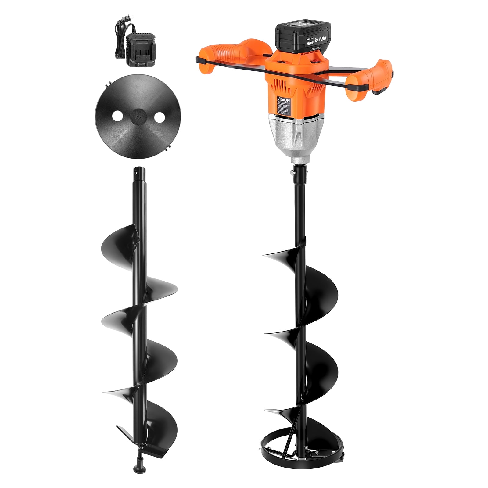 VEVOR 20V Electric Ice Auger, 8 inch Diameter, 2 in 1 Cordless Ice ...