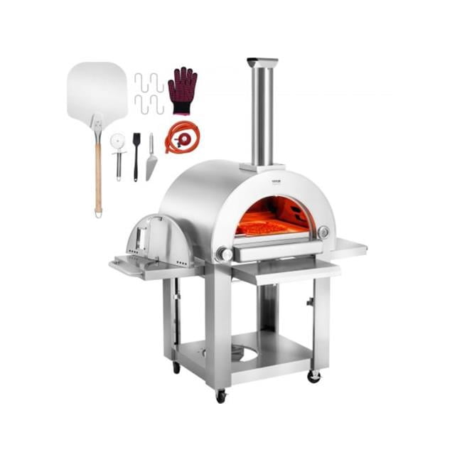 VEVOR 22" Outdoor Pizza Oven Portable Pellet/Gas Oven with Casters for ...