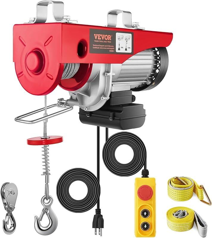 VEVOR 2200lbs Electric Hoist w/14ft Wired Remote Control, 110v Electric ...