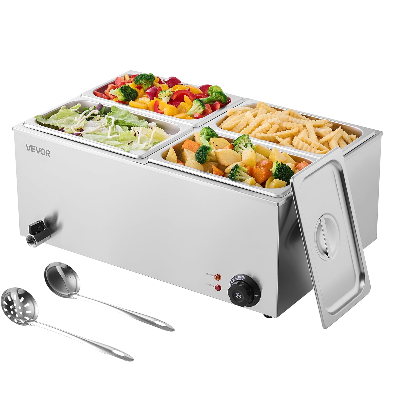 VEVOR 24QT Commercial Food Warmer, 4-Pan Electric Steam Table, 1200W ...