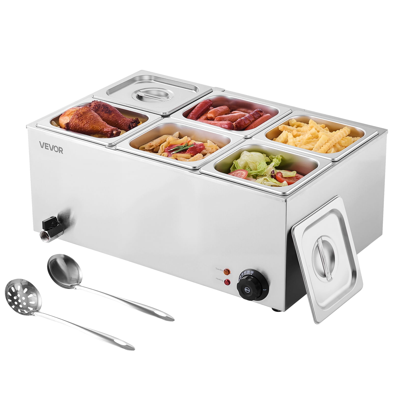 VEVOR 24QT Commercial Food Warmer, 6-Pan Electric Steam Table, 1200W ...