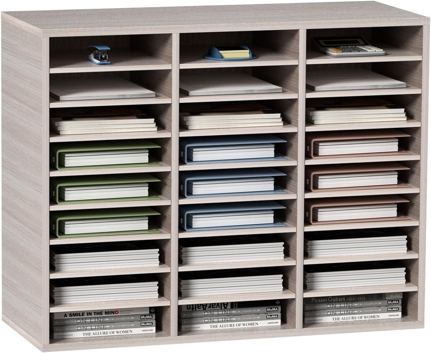 VEVOR 27 Compartments Wood Literature Organizer, Adjustable Shelves ...