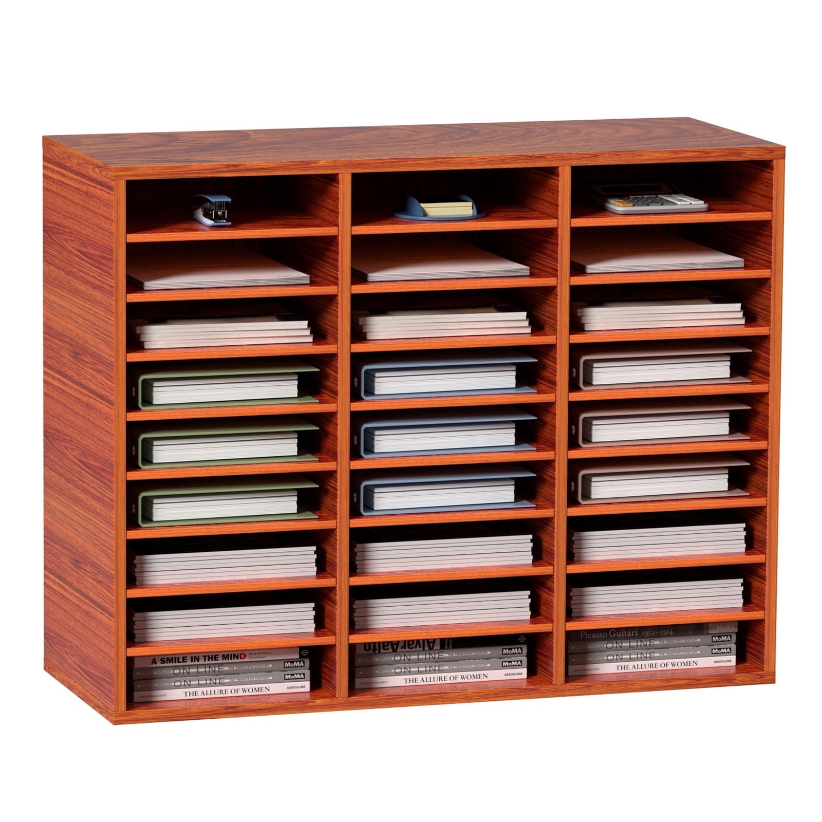 VEVOR 27 Compartments Wood Literature Organizer, Adjustable Shelves ...