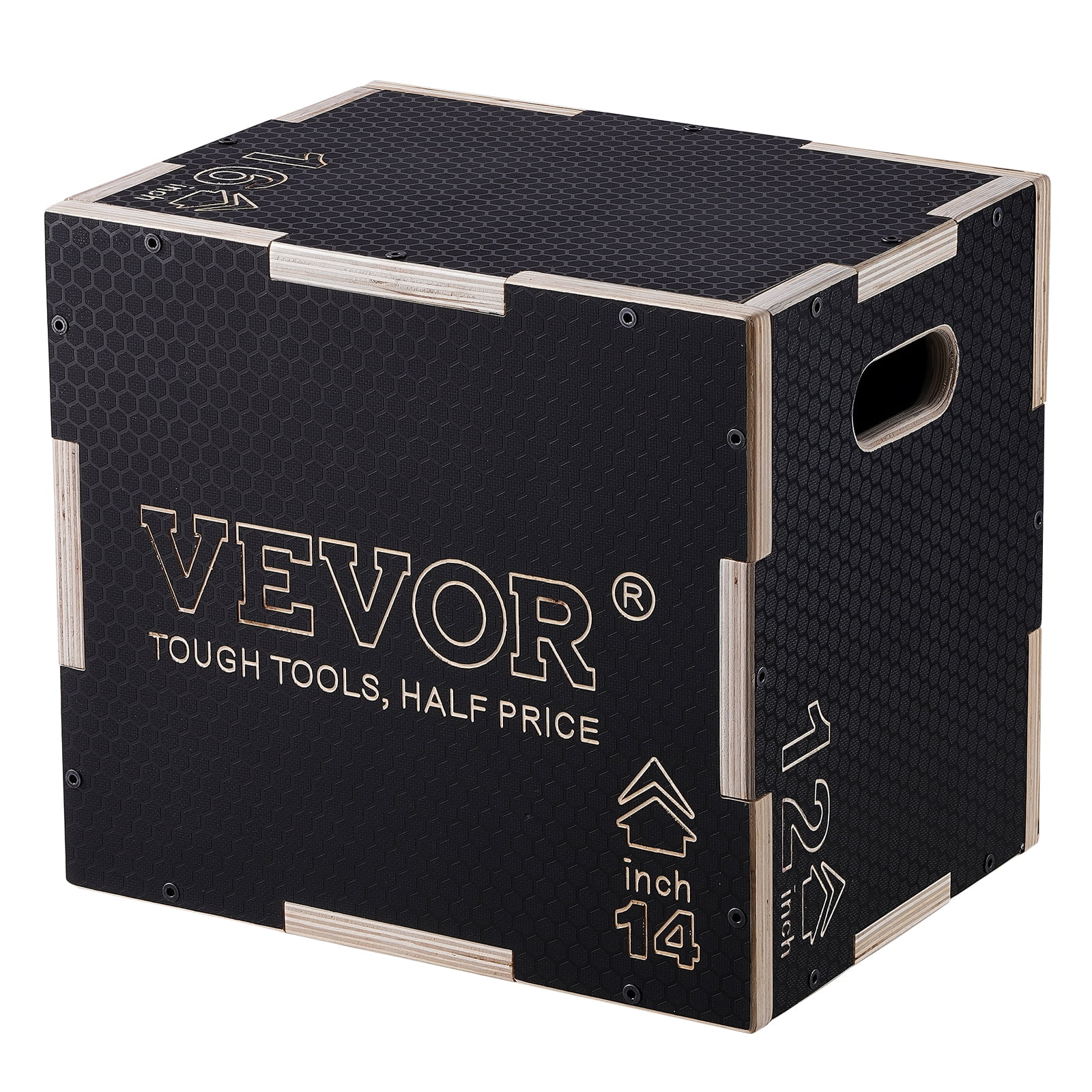 VEVOR 3 in 1 Plyometric Jump Box, 16/14/12 Inch Wooden Plyo Box ...