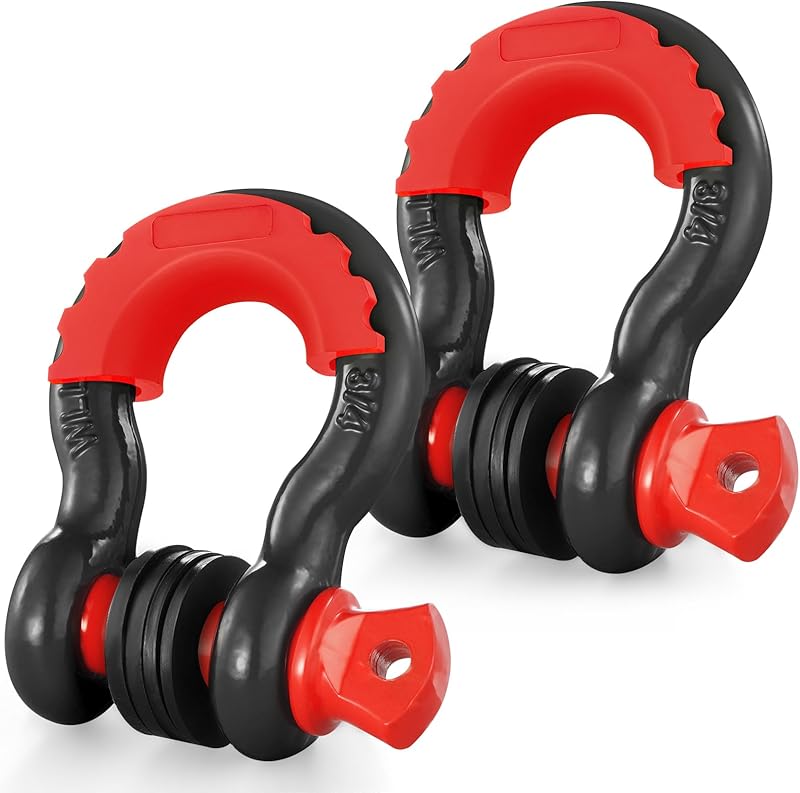 VEVOR 3/4" D Ring Shackle, Red Shackles for Truck with 7/8” Screw Pin ...