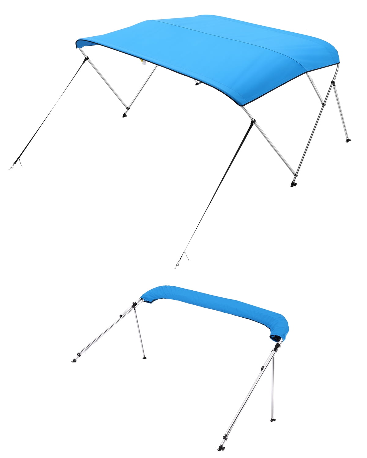 VEVOR 3 Bow Boat Bimini Top, 600D Polyester Canopy with Aluminum Alloy ...